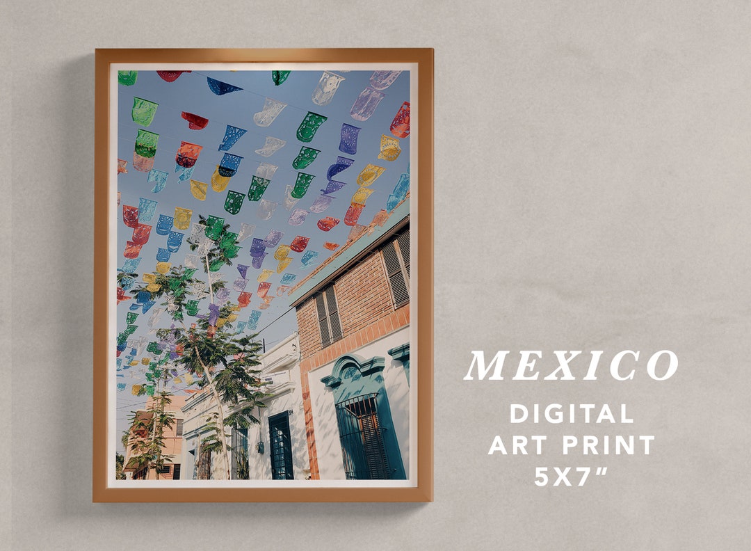 Mexico Digital Art Print / Flags in Mazatlan / 5x7 / Minimal Art - Etsy