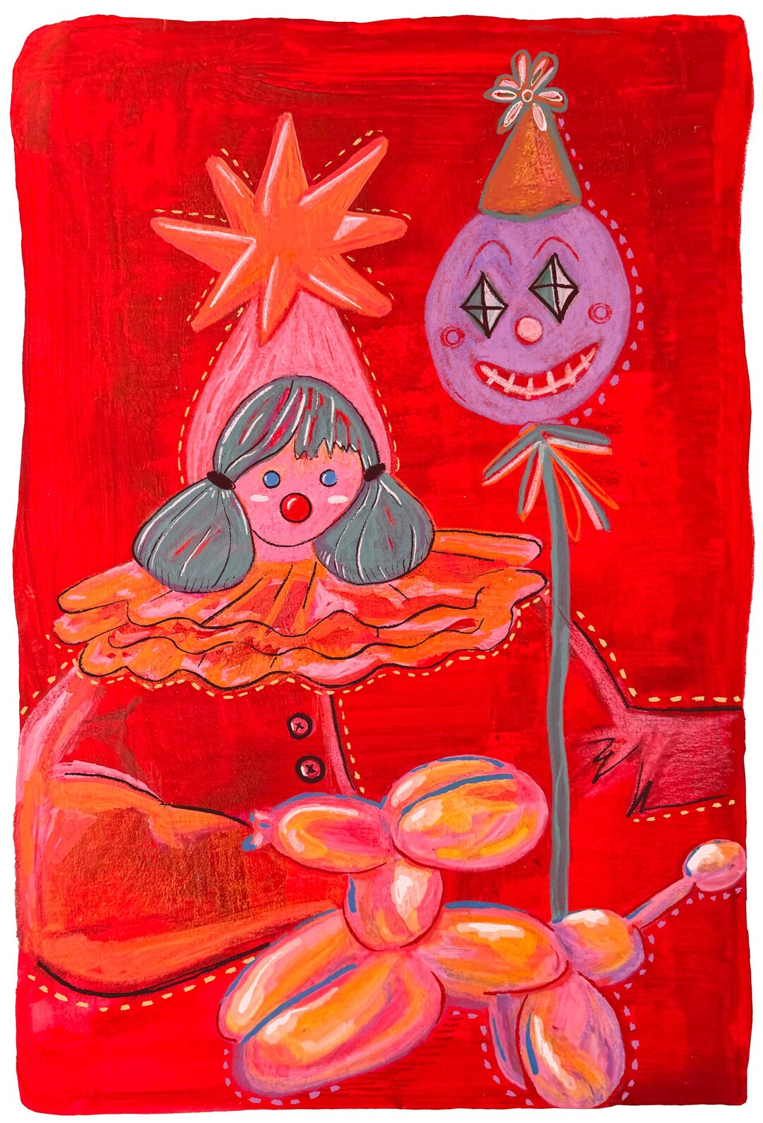 Red Balloon Digital Art Print / Clown / Original Artwork - Etsy