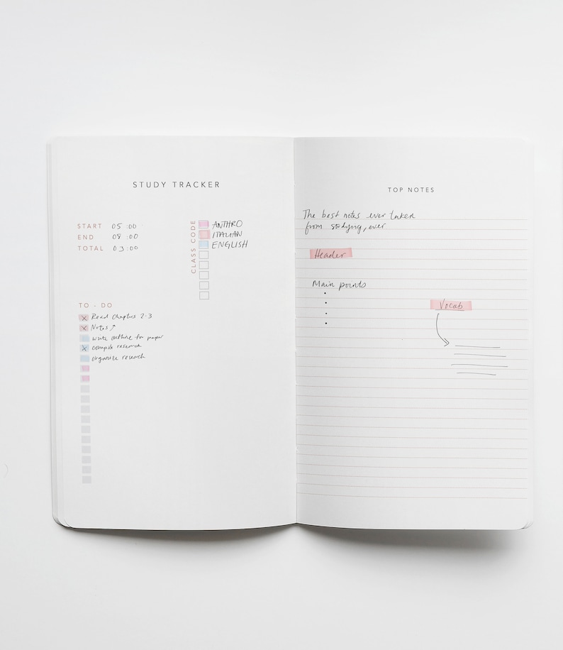 Study Tracker College Bullet Journal for Students Study Log - Etsy
