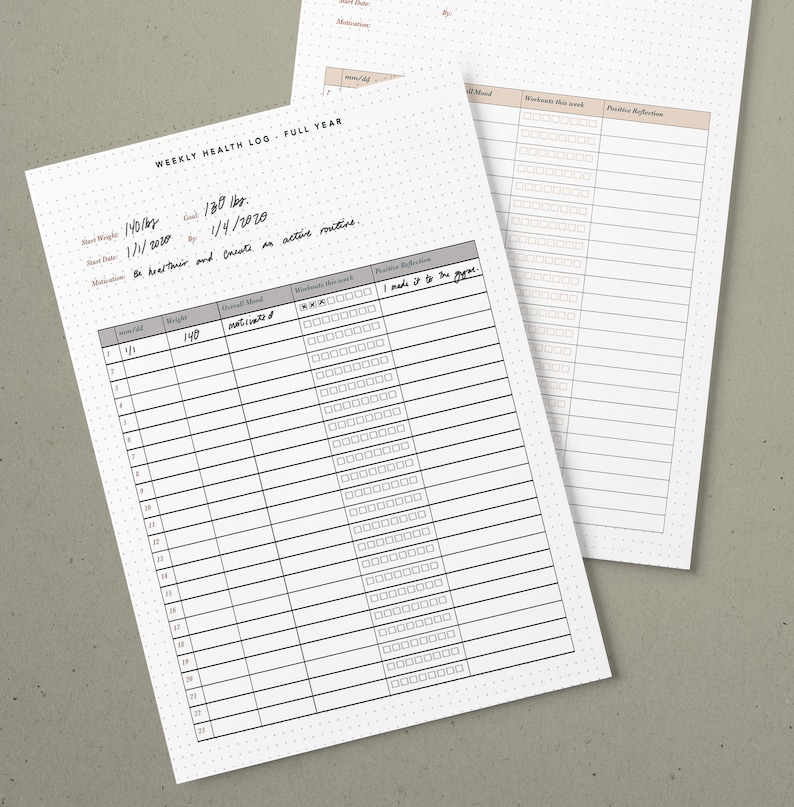 Health Log / Wellness Journal Fitness and Health / Notebook - Etsy