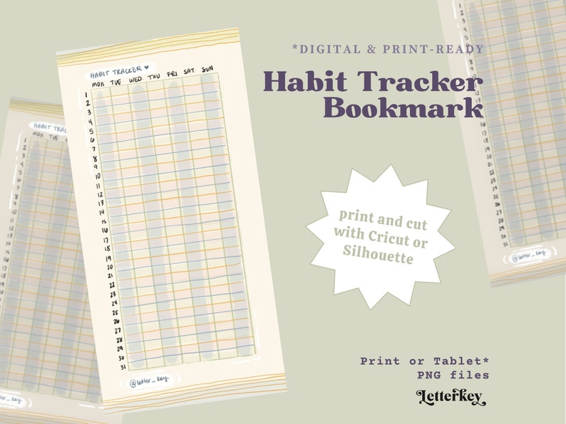 Habit Tracker Bookmark - Printable - Etsy