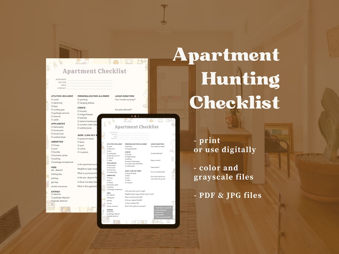 Apartment Checklist / Renting Hunt / Apartment Lookout List / Apartment ...
