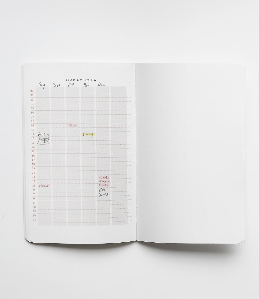 Year Overview - Printable Bullet Journal / DIY Planner / Insert - Etsy