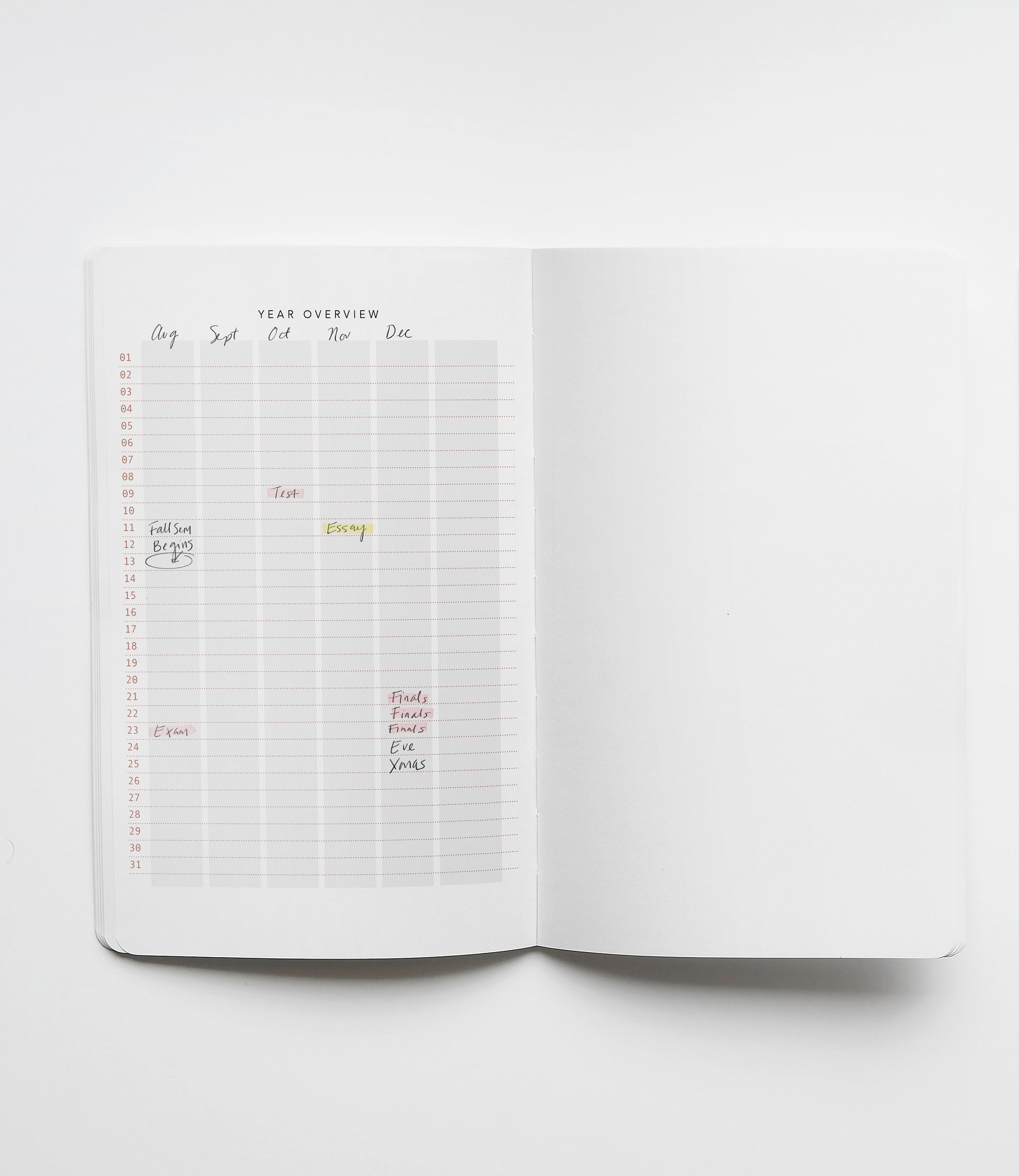 Year Overview Printable Bullet Journal / DIY Planner / | Etsy