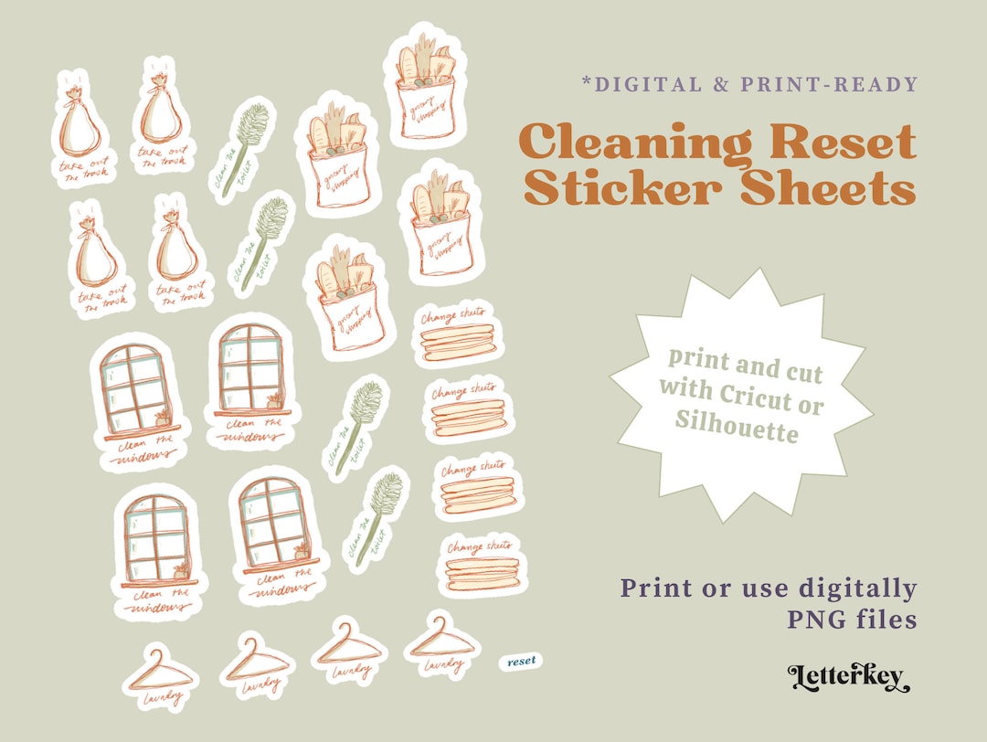 Cleaning Schedule Stickers / Printable / Digital Stickers / Bujo ...