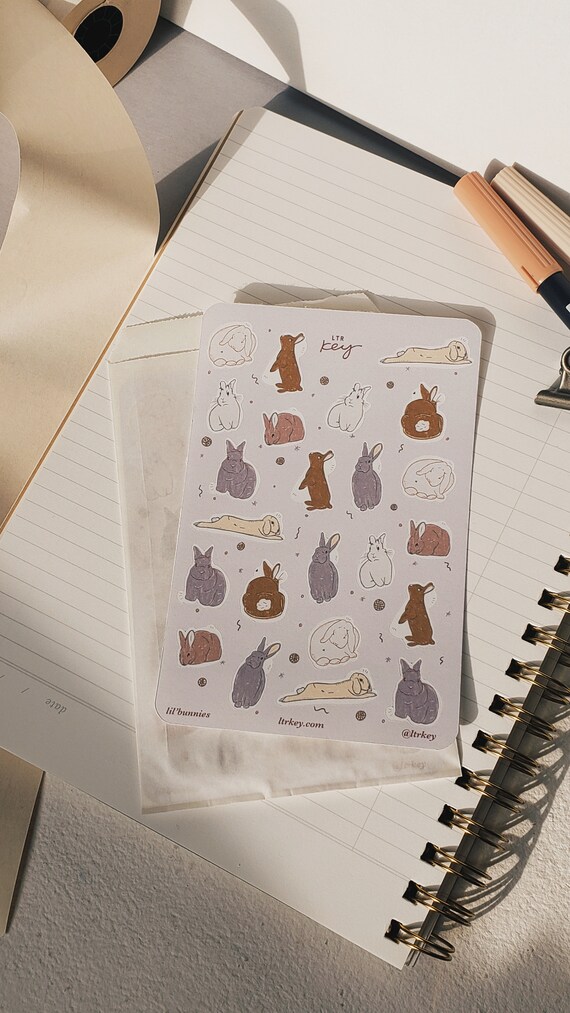 Bunny Sticker Sheet / Planner Stickers / Rabbit Journaling - Etsy