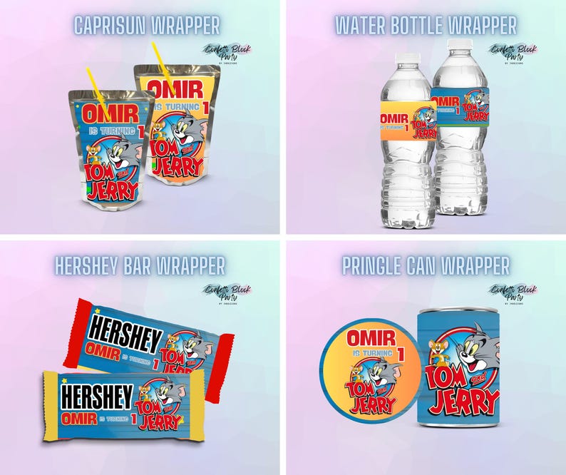 Tom and Jerry Party Pack Chip Bag, Birthday Treat, Birthday Favor ...