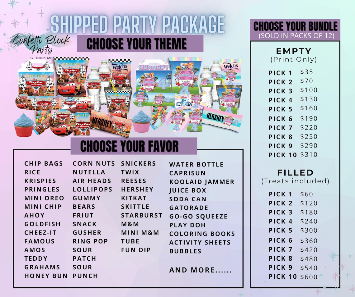 Custom Party Favor, Birthday Treat, Birthday Favor, Birthday Party ...