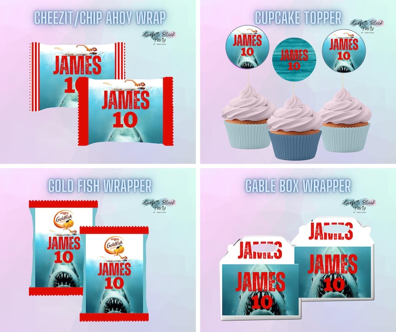 Jaws Party Pack Chip Bag, Birthday Treat, Birthday Favor, Birthday ...