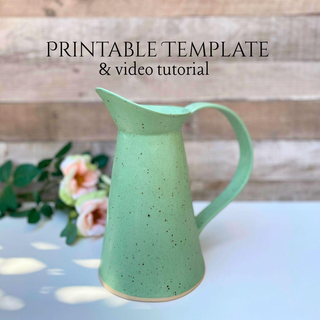 Printable Pottery Flower Jug Vase Template With Step-by-step Video for ...