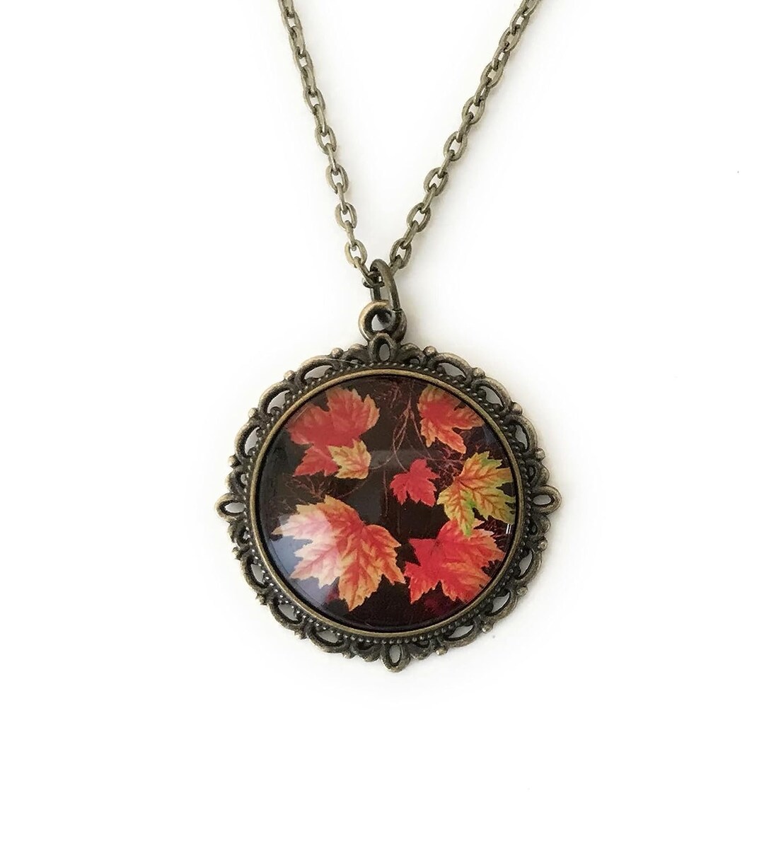 Fall Leaves Pendant Necklace Fall Jewelry Autumn Seasonal Jewelry Gift ...