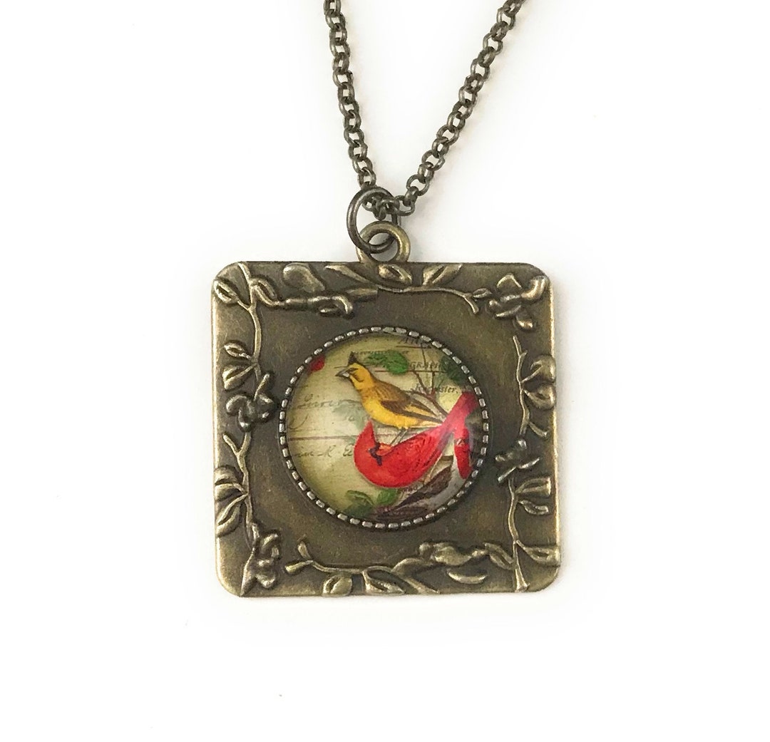 Red Cardinal Necklace, Gift for Women, Vintage Inspired Jewelry, - Etsy