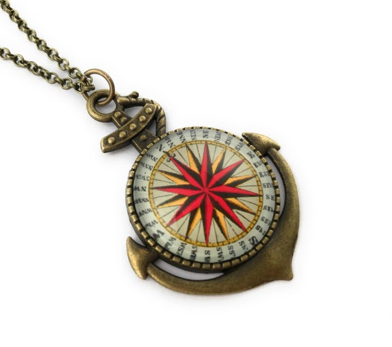 Compass Rose Anchor Pendant Necklace for Women Made in the - Etsy