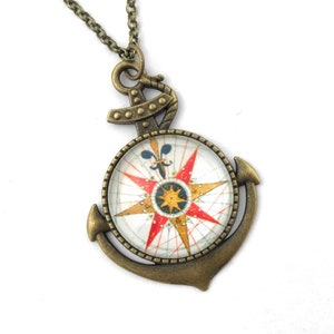 Fleur De Lis Compass Anchor Pendant Necklace for Women - Made in the ...