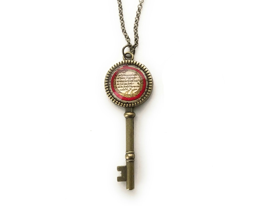 Ouroboros Ancient Alchemy Brass Skeleton Key Necklace for Women, Gift ...