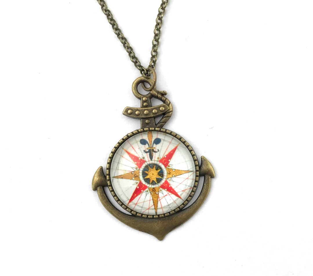 Fleur De Lis Compass Anchor Pendant Necklace for Women - Made in the ...