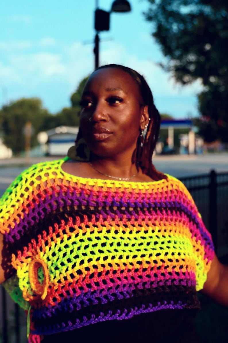 Neon Multi Color Crochet Mesh Top - Etsy
