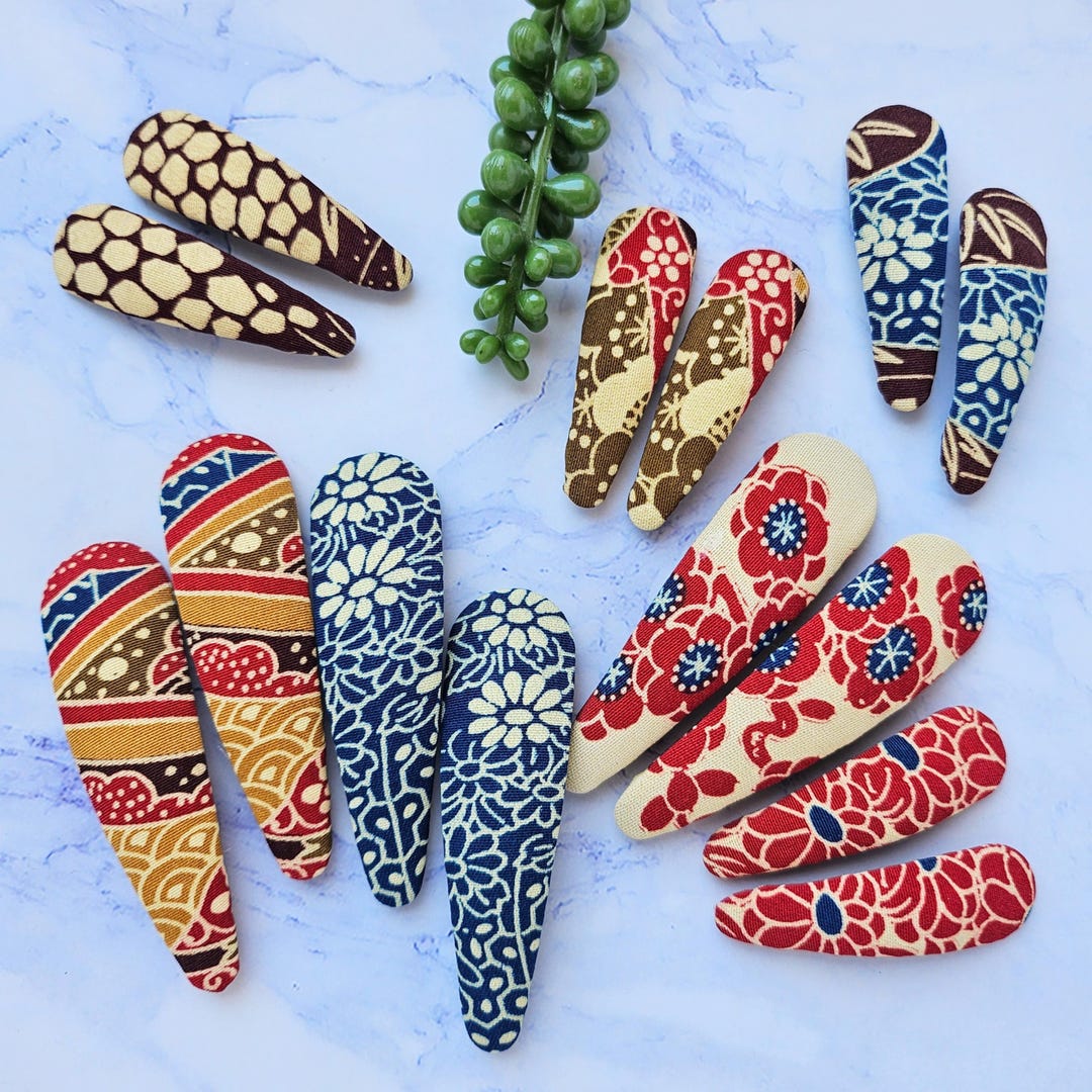 Japanese Silk Kimono Fabric Snap Barrettes: Floral Hair Clips - Etsy