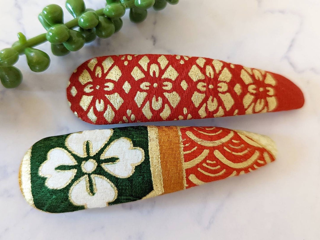 XL, an Extra Large Snap Barrette, Japanese Silk Kimono Fabric Covered ...