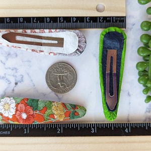 Large One Pair of Snap Barrettes, Japanese Silk Kimono Fabric Covered ...