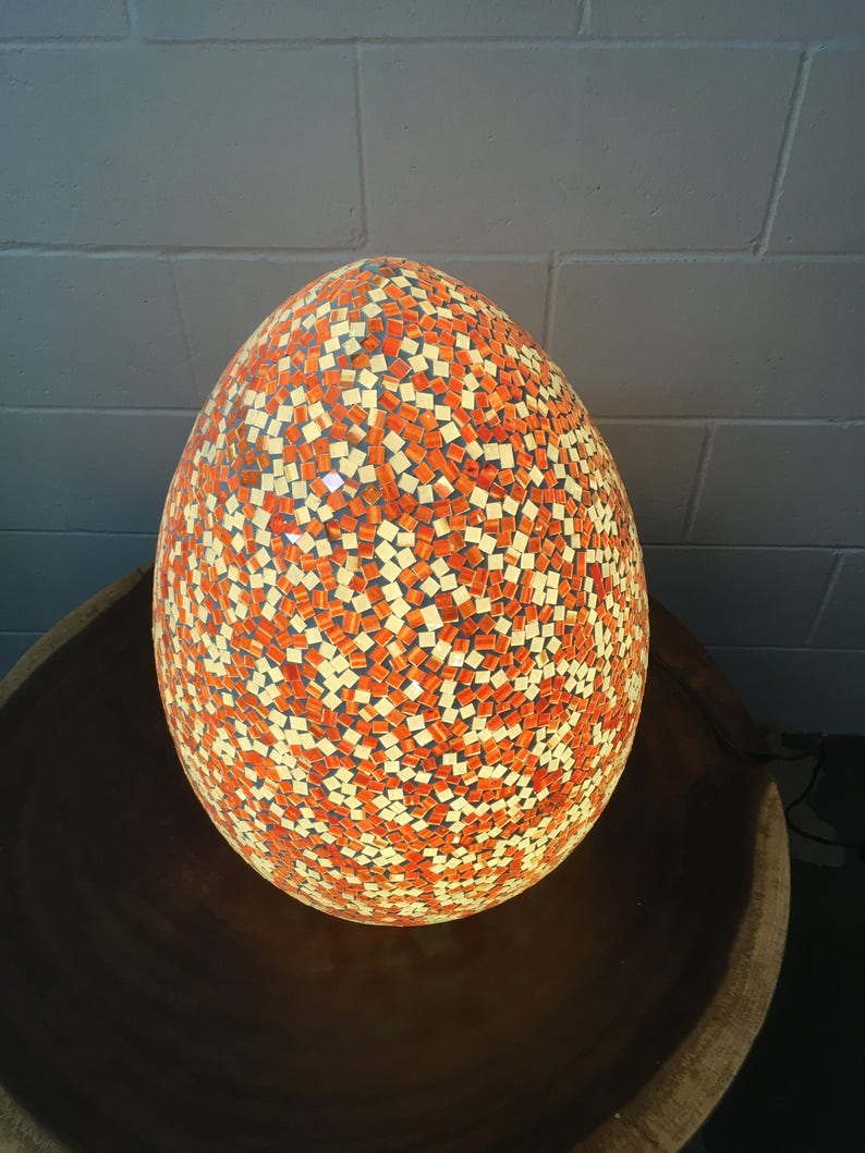 Mosaic Egg Shape Lamp, Large Egg Shape Lamp, Unique Handmade Mosaic ...