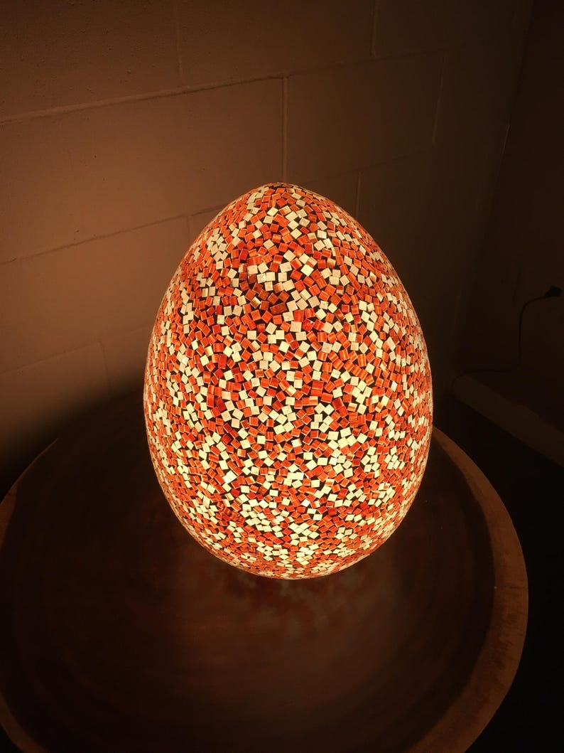 Mosaic Egg Shape Lamp, Large Egg Shape Lamp, Unique Handmade Mosaic ...