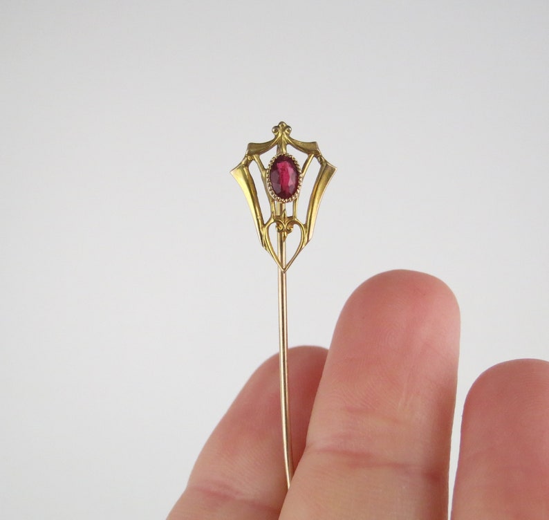 Antique art nouveau 10k gold red synthetic ruby stick pin | Etsy