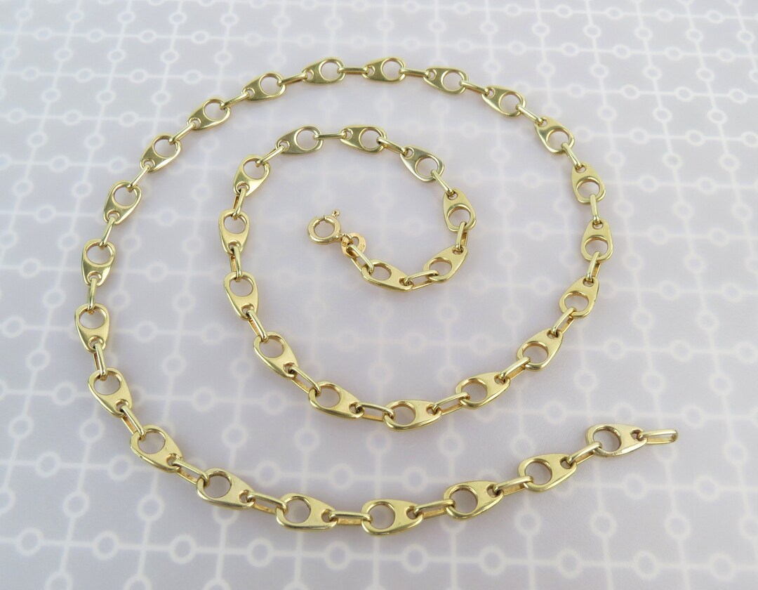 Very Fun 14k Gold Unique Mariner Link Italian 18 Inch Chain Necklace - Etsy