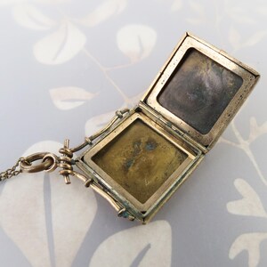 Antique Victorian Square Book Case Gold Filled Locket Pendant on 12k GF ...