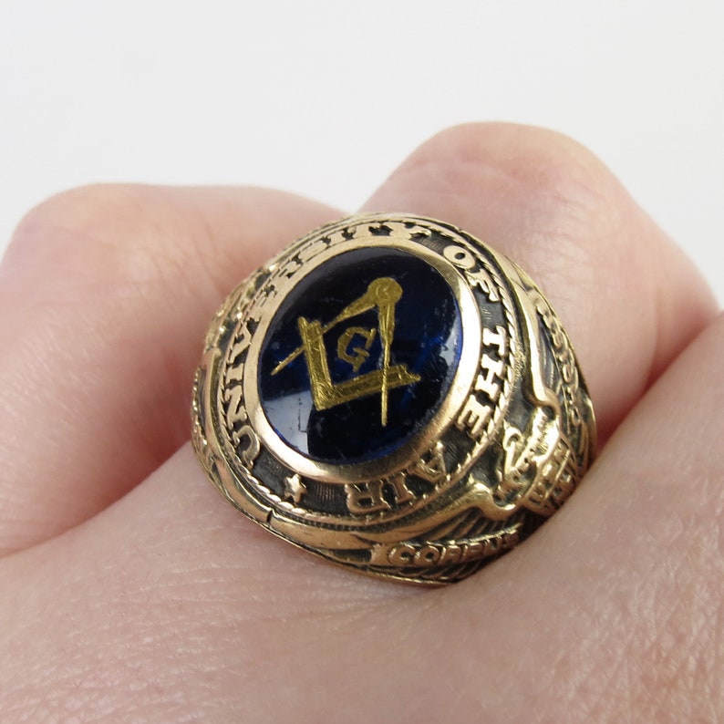 Vintage 10k Gold Masonic Ring: US Naval Air Station, Corpus Christi - Etsy