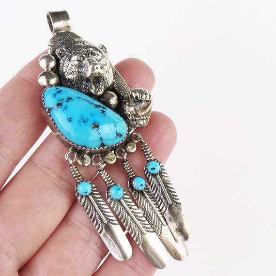Mike Chee Native American Navajo big bear turquoise f… - Gem