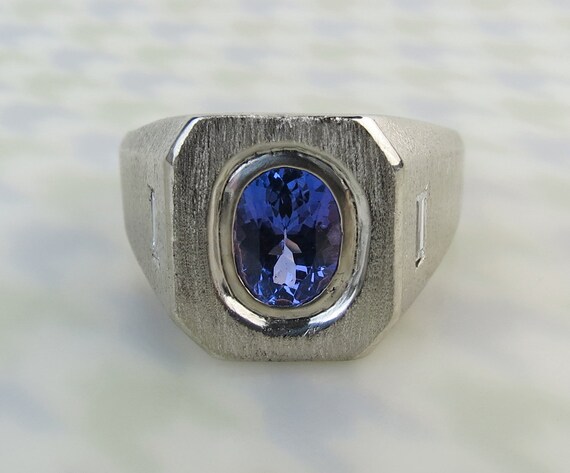 Big heavy 20 gram 14k white gold bezel set oval facet… - Gem