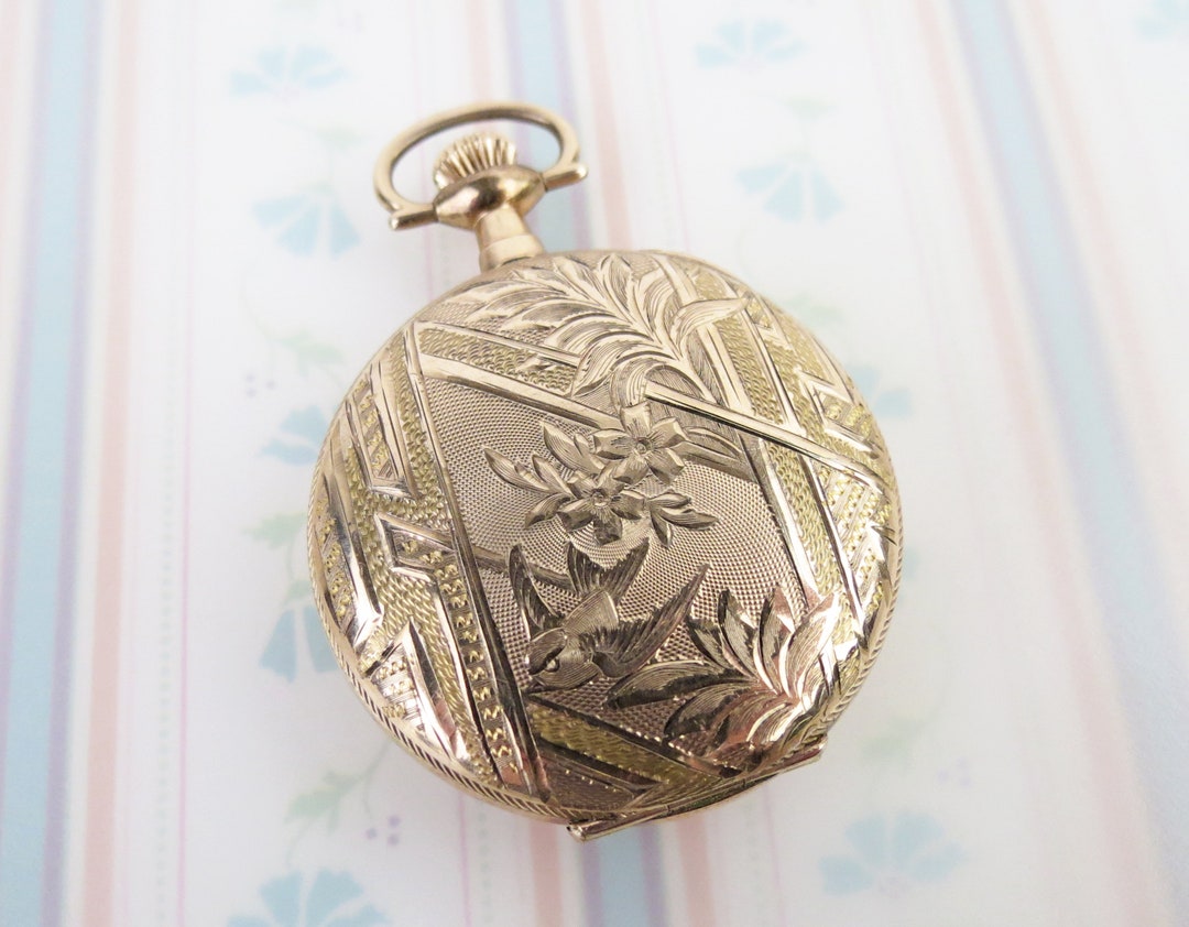 Ornate Swallow Bird Crest Very Fine Gold Filled Pocket Watch Case by ...