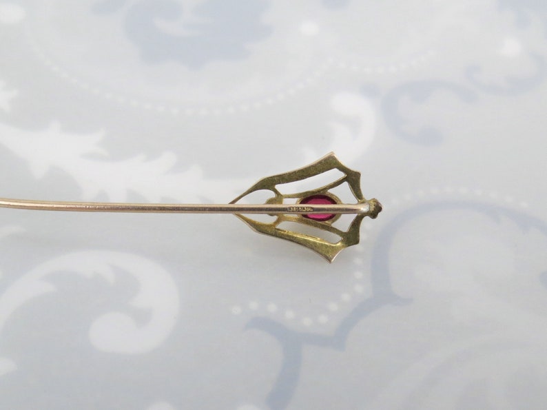 Antique art nouveau 10k gold red synthetic ruby stick pin | Etsy