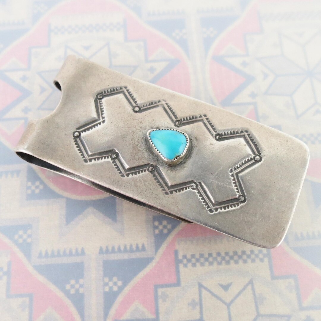 Fine Vintage 1970s Sterling Silver Turquoise Navajo Native American ...