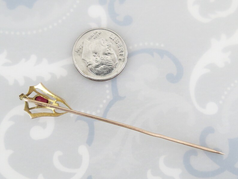 Antique art nouveau 10k gold red synthetic ruby stick pin | Etsy