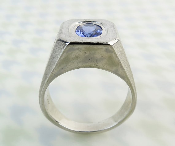 Big heavy 20 gram 14k white gold bezel set oval facet… - Gem