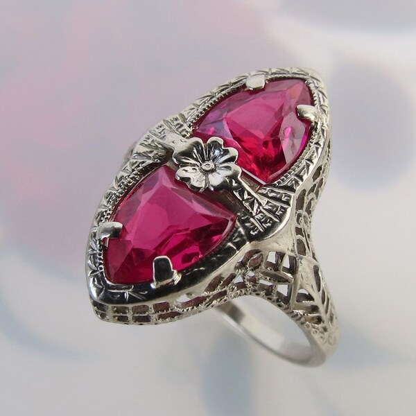 Ruby Filigree Ring - Etsy