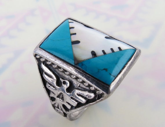 Native American thunderbird & human figure turquoise … - Gem