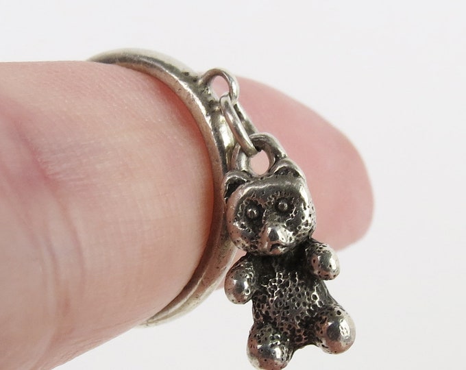 Vintage James Avery Sterling Silver Dangling Teddy Bear Charm Ring Size ...