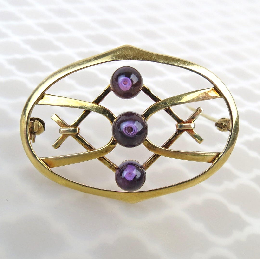 Vintage Transition Art Nouveau Arts & Crafts 14k Yellow Gold Amethyst ...