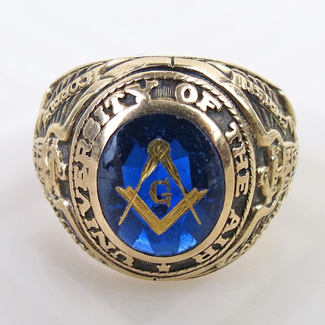 Vintage 10k Gold Masonic Ring: US Naval Air Station, Corpus Christi - Etsy