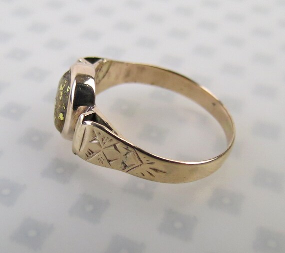 Antique 14k yellow gold, gold in quartz bearing gem, … - Gem