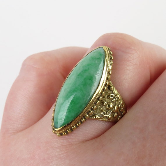 Vintage Chinese hallmarks 18k yellow gold natural gre… - Gem