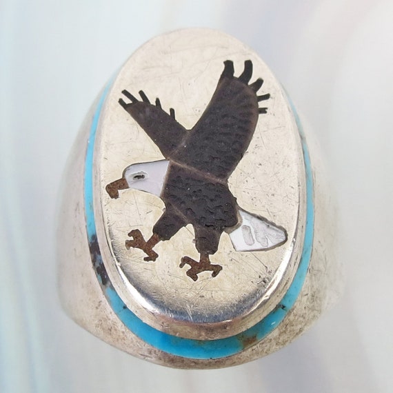 Eagle landing multi gem inlay signed BB Ben Becenti v… - Gem