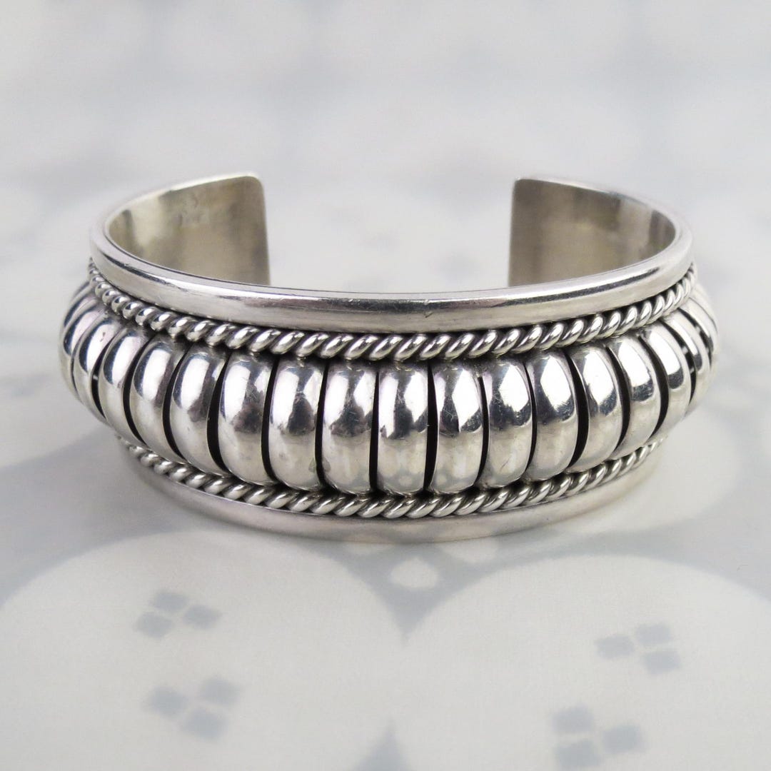 Thomas Charley Signature Vintage Native American Sterling Silver Wide ...