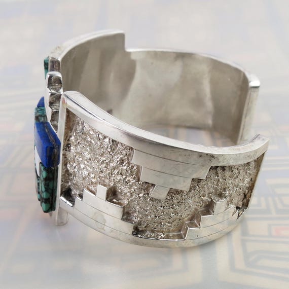 Vintage bold design Larry Castillo Navajo multi gem o… - Gem