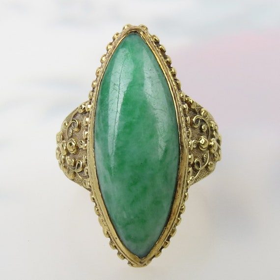 Vintage Chinese hallmarks 18k yellow gold natural gre… - Gem