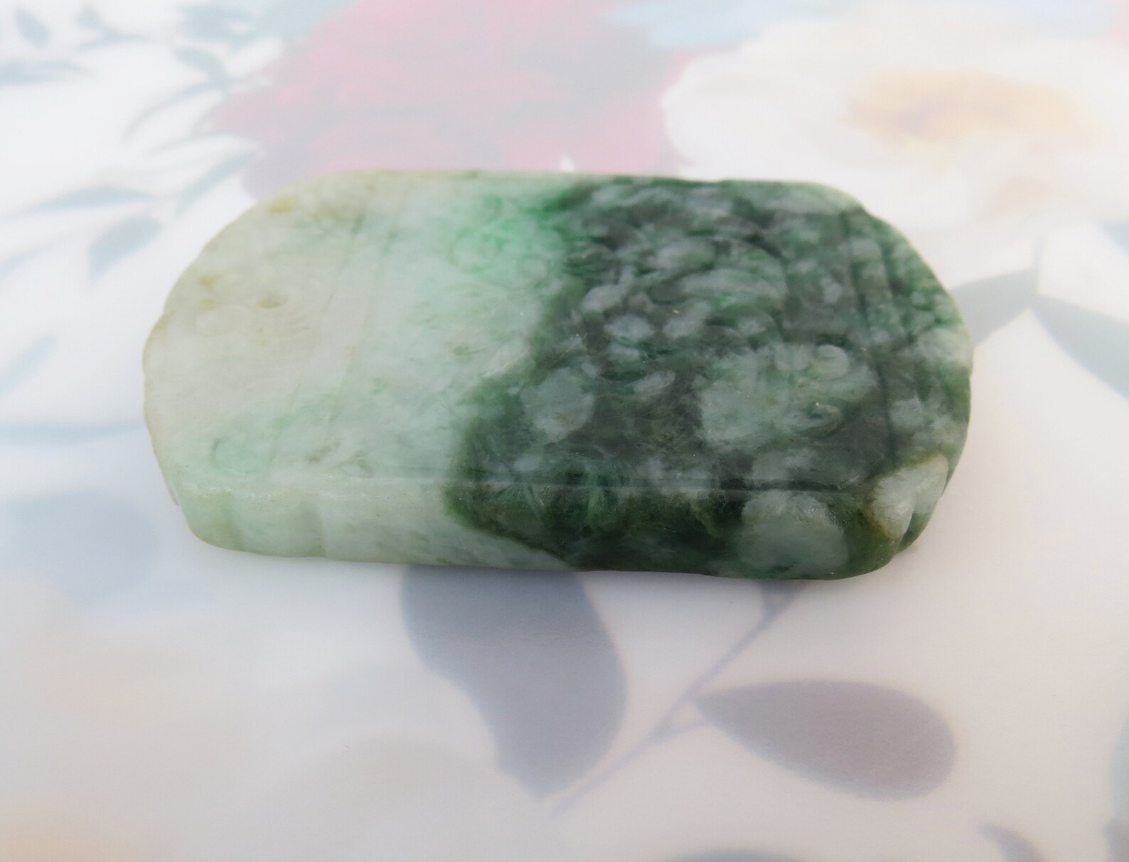 Vintage Green White Moss in Snow Natural Jade Nephrite Rustic - Etsy