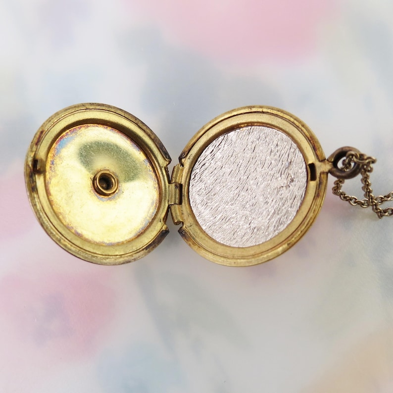 Vintage Floral Locket Pendant: Two-tone Gold Filled Necklace, Orange ...